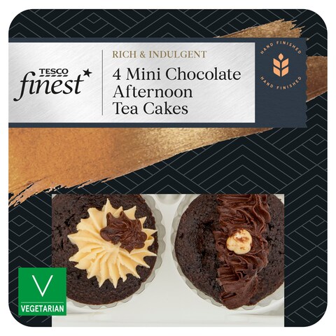 Tesco Finest 4 Mini Chocolate Afternoon Tea Cakes - Tesco Groceries