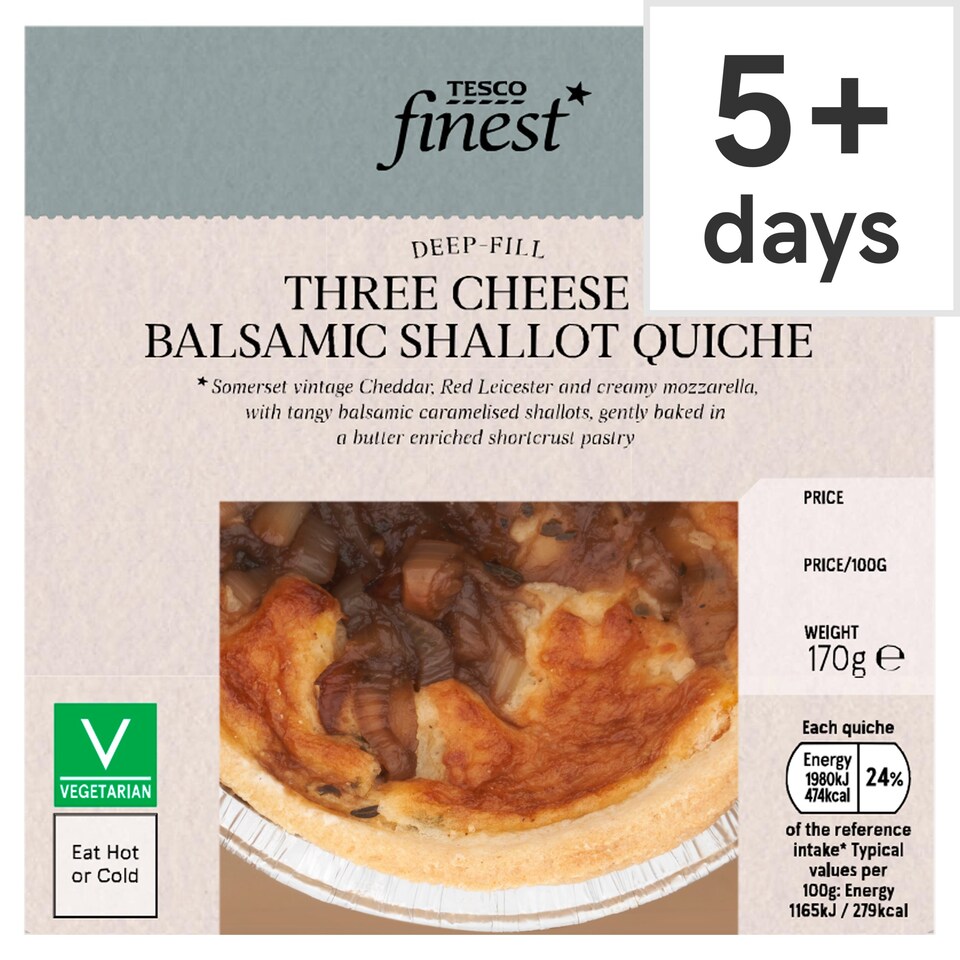 Tesco Finest Three Cheese & Balsamic Shallot Quiche 170g - Tesco Groceries