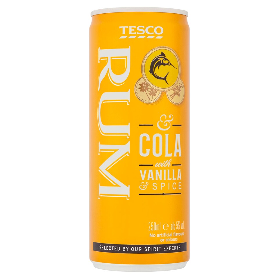 TESCO SPICED RUM & COLA 250ML - Tesco Groceries