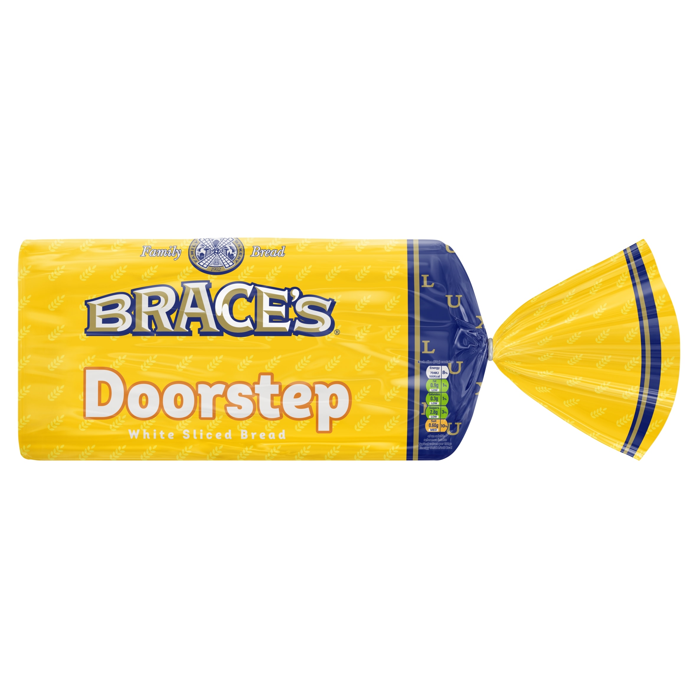 Brace's Luxury White Doorstep Sliced Bread 800g - Tesco Groceries