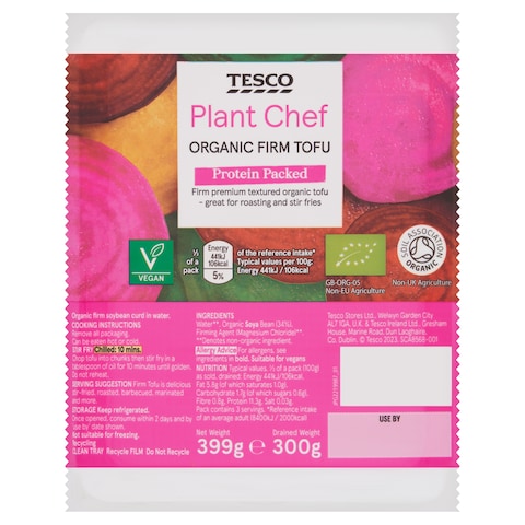 Tesco Plant Chef Organic Firm Tofu 399g - Tesco Groceries