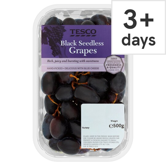 Tesco Black Seedless Grapes 500G - Tesco Groceries