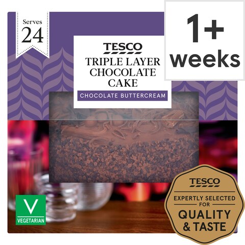 Tesco Triple Layer Chocolate Cake Each - Tesco Groceries