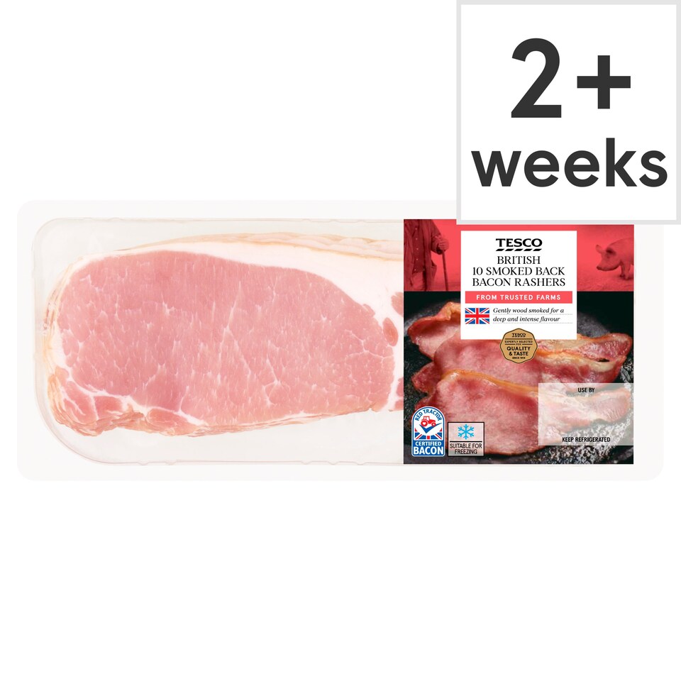 Tesco British 10 Smoked Back Bacon Rashers 300G - Tesco Groceries