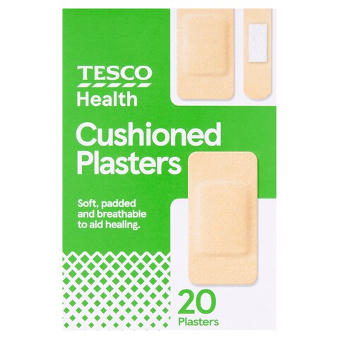 Tesco Assorted Cushioned Plasters 20'S - Tesco Groceries
