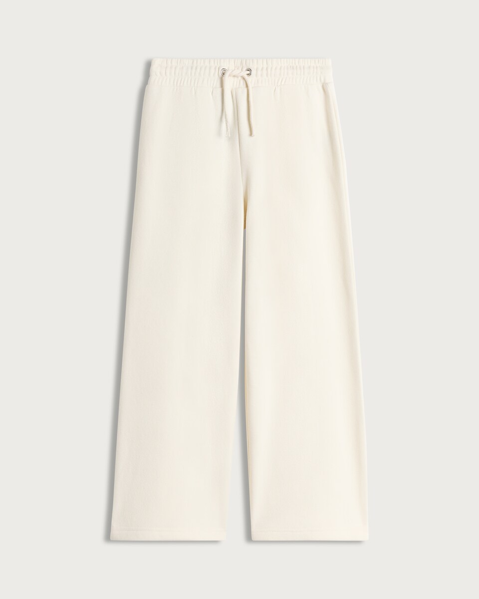 F&F Girls Cotton Rich Wide Leg Drawstring Co-ord Joggers in Cream ...