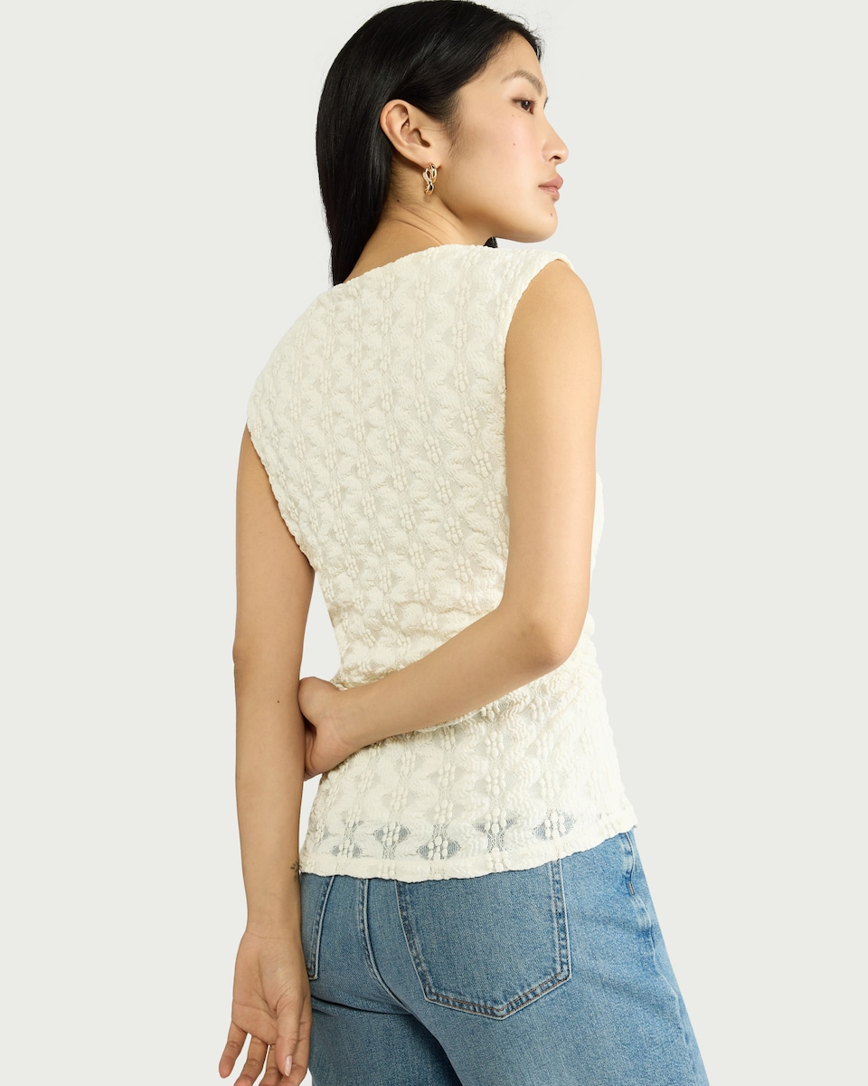 F&F Textured Lace Co-ord Top in Cream - Tesco Groceries