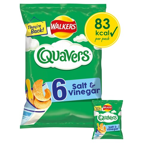 Walkers Quavers Salt & Vinegar Multipack Crisps 6x16g - Tesco Groceries