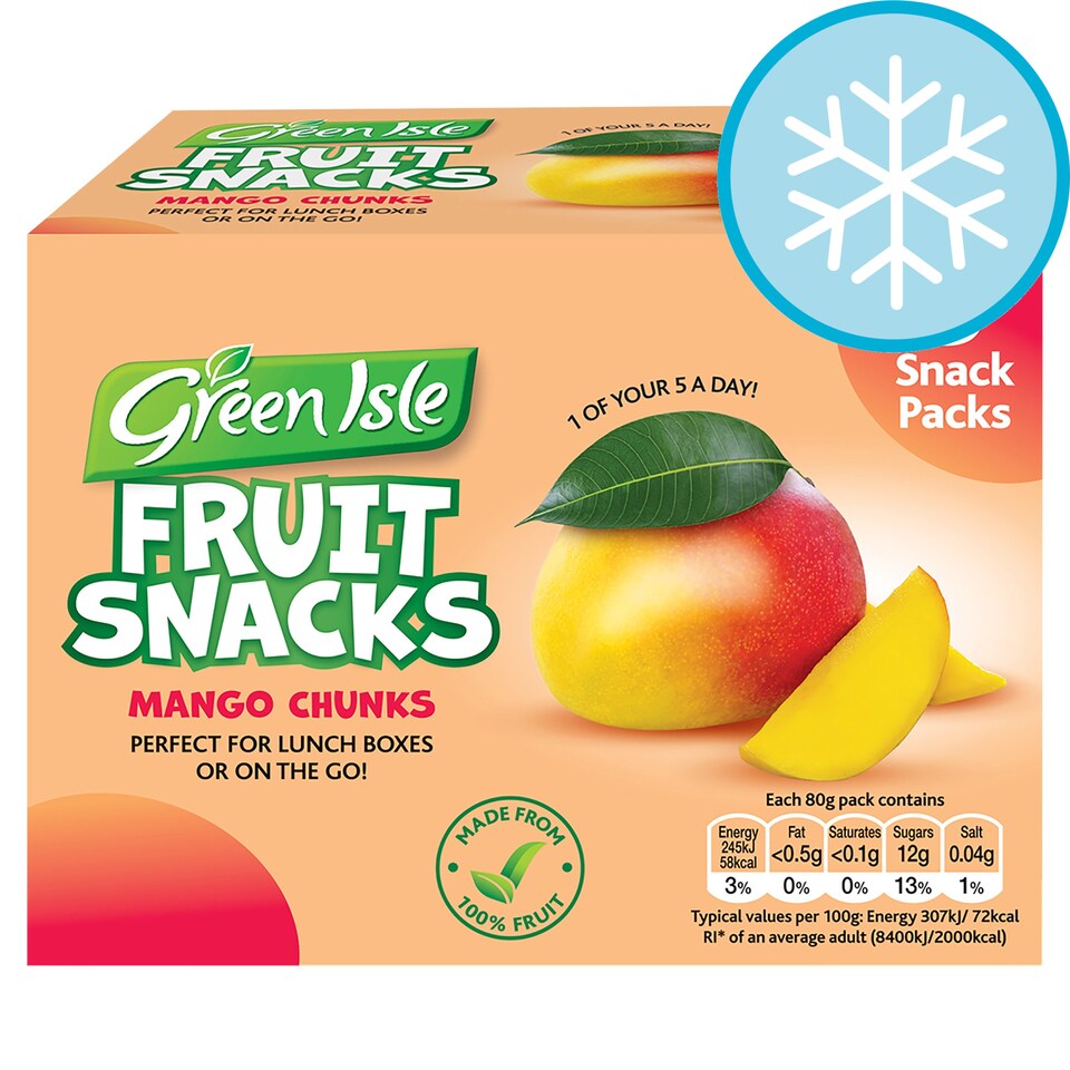 Green Isle Fruit Snacks Mango Chunks 3X80g - Tesco Groceries