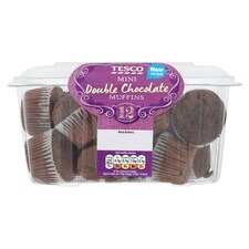 Tesco Double Chocolate Mini Muffins 12 Pack - Tesco Groceries