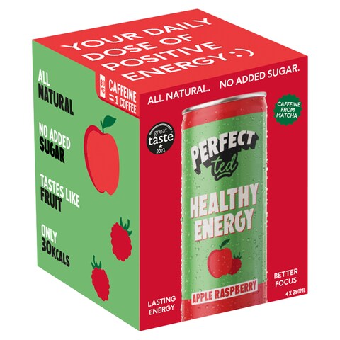 Perfect Ted Green Tea Apple & Raspberry 4X250ml - Tesco Groceries