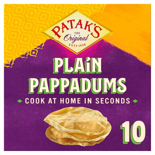 Pataks 10 Papadums Plain 100G - Tesco Groceries