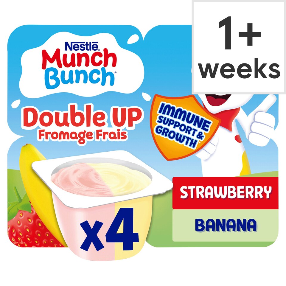 Munch Bunch Double Up Strawberry Banana Fromage Frais 4X85g - Tesco ...
