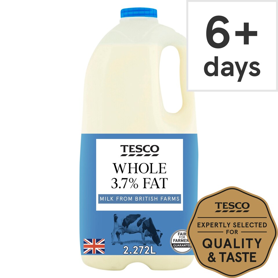 Tesco British Whole Milk 2.272L, 4 Pints - Tesco Groceries