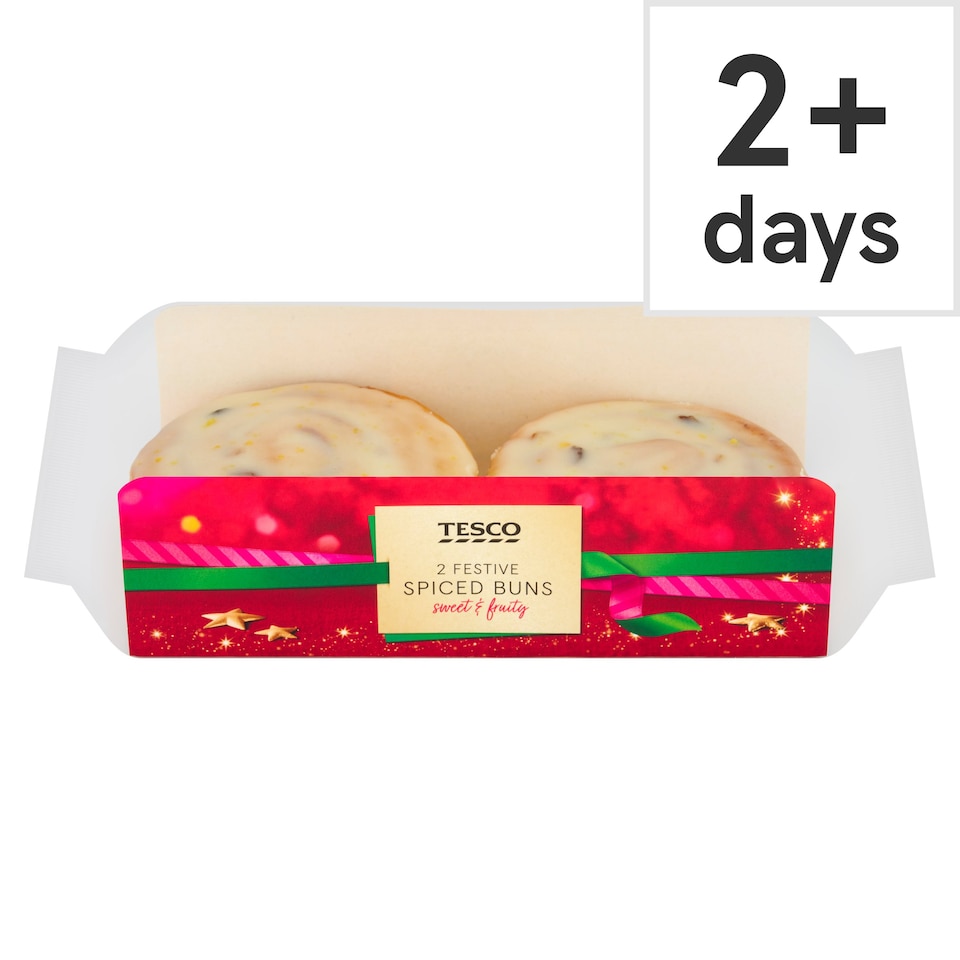 Tesco Festive Spiced Bun 2pk - Tesco Groceries