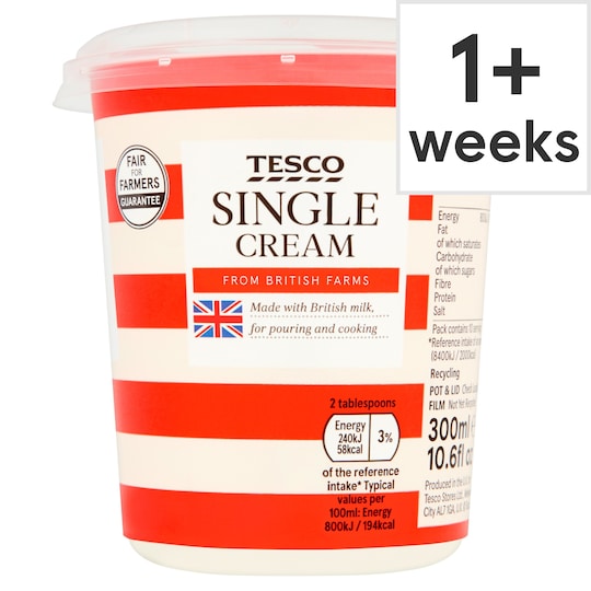 Tesco Fresh Single Cream 300Ml - Tesco Groceries