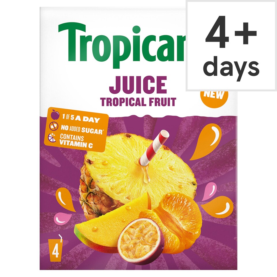 Tropicana Kids Tropical fruit Juice 4 x 150ml - Tesco Groceries