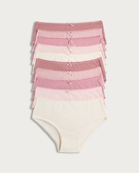 F&F Girls 10-Pack Pure Cotton Briefs in Pink - Tesco Groceries