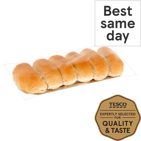 6 Pack White Finger Rolls - Tesco Groceries