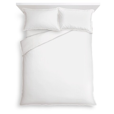 Tesco White 100% Cotton Oxford Edge Duvet Set Super King - Tesco Groceries