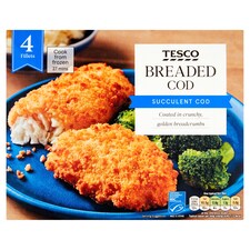 Tesco 4 Breaded Cod Fillets 500G - Tesco Groceries