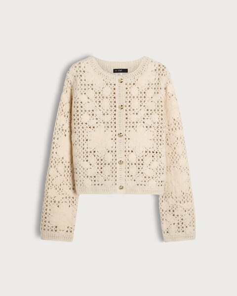 F&F Crochet Button Up Cardigan in Neutral - Tesco Groceries