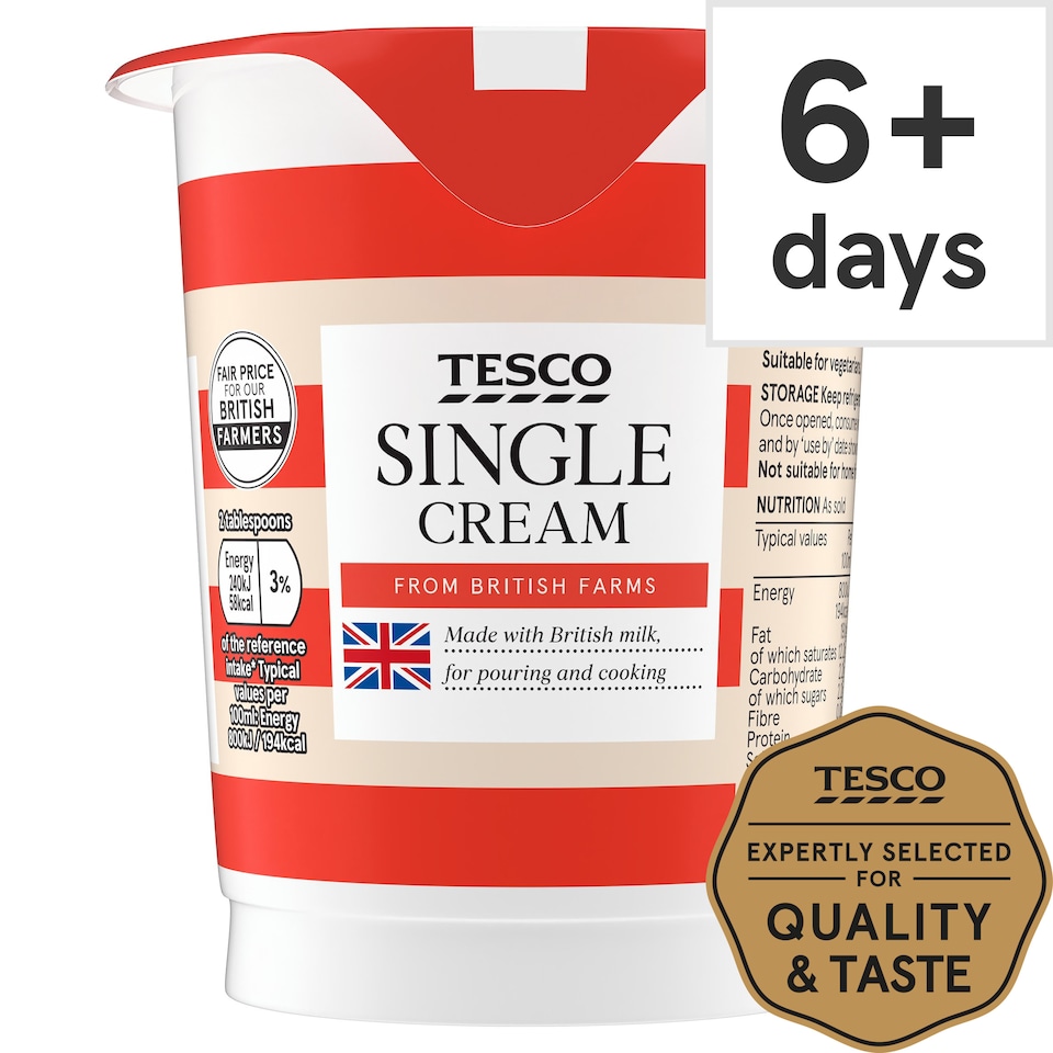 Tesco British Single Cream 300Ml - Tesco Groceries
