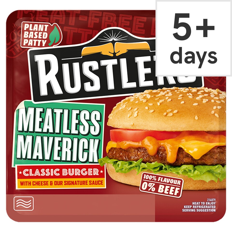 Rustlers Meatless Maverik Classic Burger 196G - Tesco Groceries