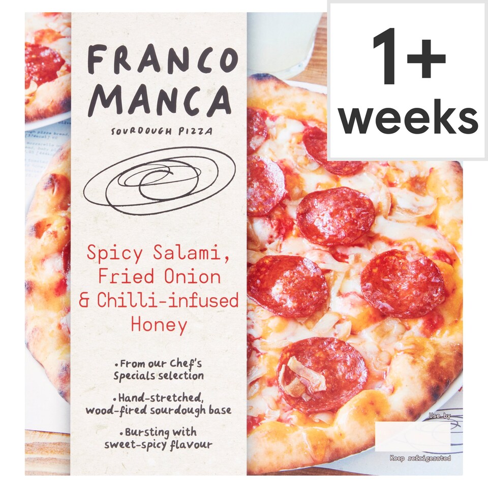 Franco Manca Salami Onion Chilli Infused Honey Pizza 475G - Tesco Groceries