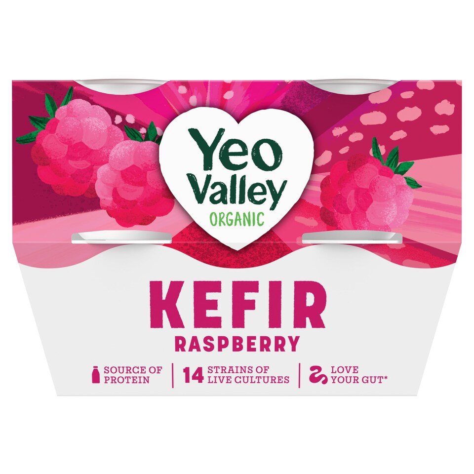Yeo Valley Organic Kefir Raspberry 4X100g - Tesco Groceries