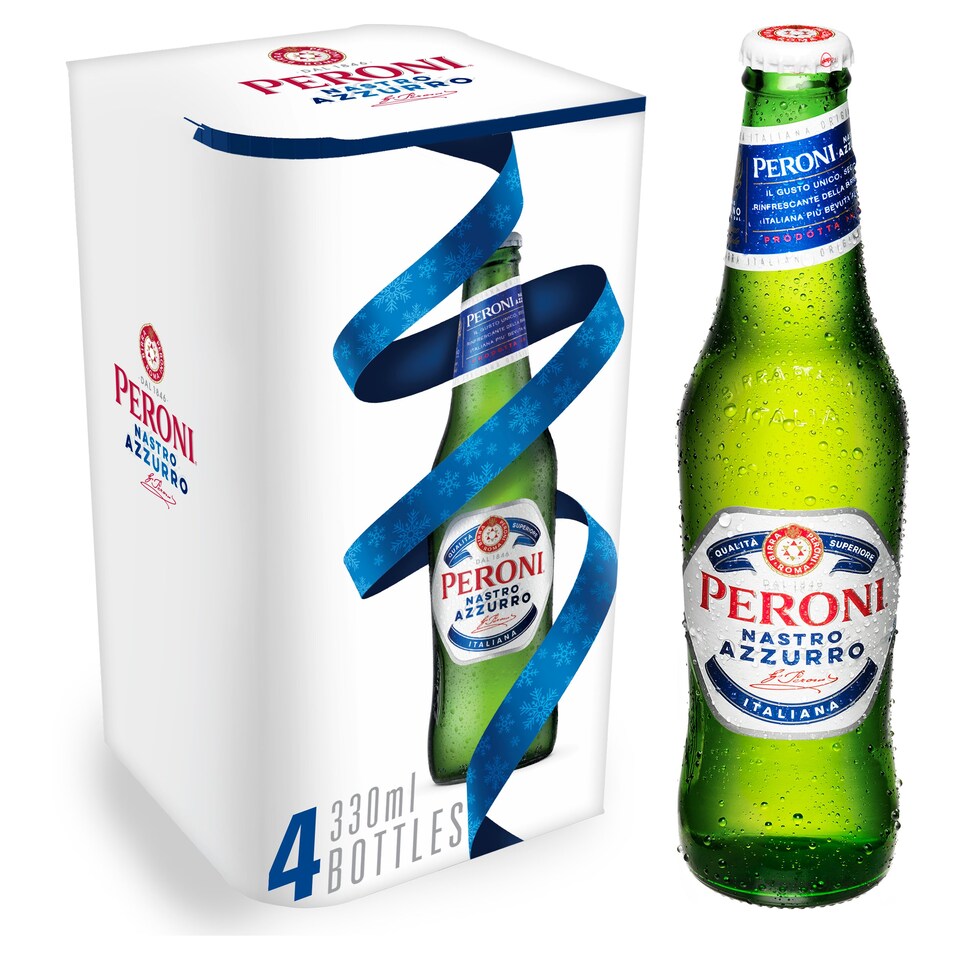 Peroni Nastro Azzurro Lager Beer 4X330ml - Tesco Groceries