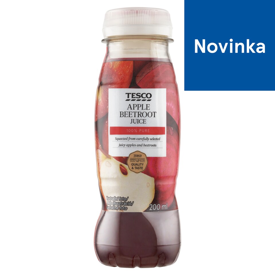 Tesco 100% š&ava z jab&k lisovaná za studena a cvikly 200 ml - Tesco ...