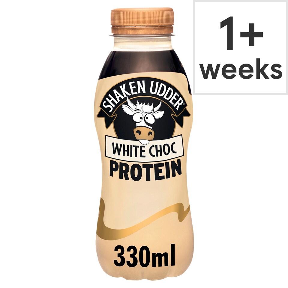 Shaken Udder White Choc Protein Milkshake 330ml - Tesco Groceries