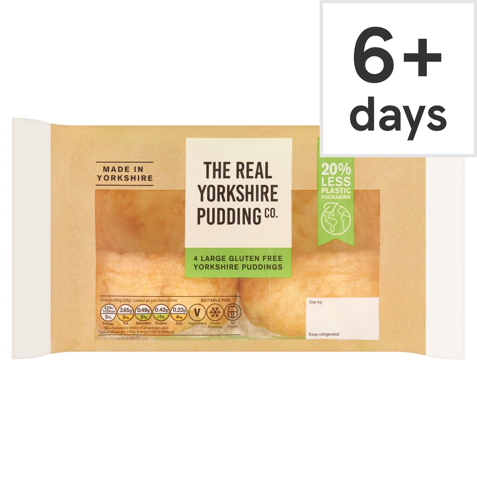 The Real Yorkshire Pudding Co. 4 Large Gluten Free Yorkshire Puddings ...
