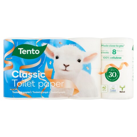 Tento Classic Toilet Paper 3 Ply 8 Rolls - Tesco Groceries