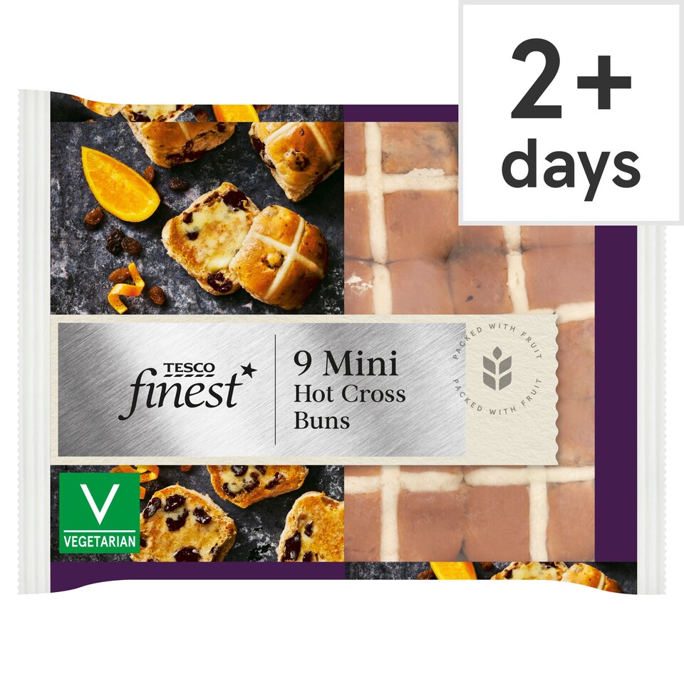 Tesco Finest 9 Mini Hot Cross Buns - Tesco Groceries