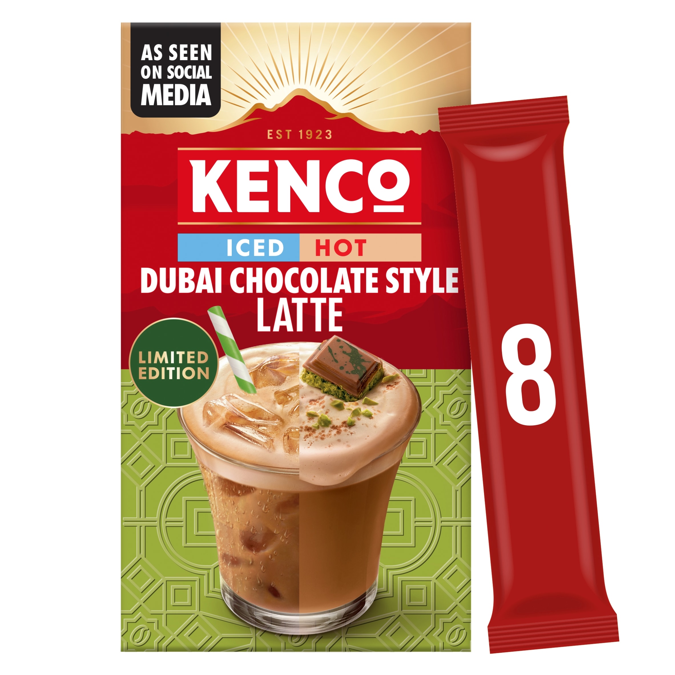 Kenco Dubai Chocolate Latte Sachets 8X19.5g - Tesco Groceries