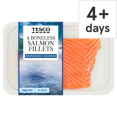 Tesco Boneless Salmon Fillets 4 Pack 520g - Tesco Groceries