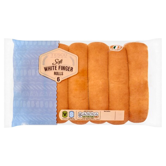 Tesco White Finger Rolls 6 Pack - Tesco Groceries