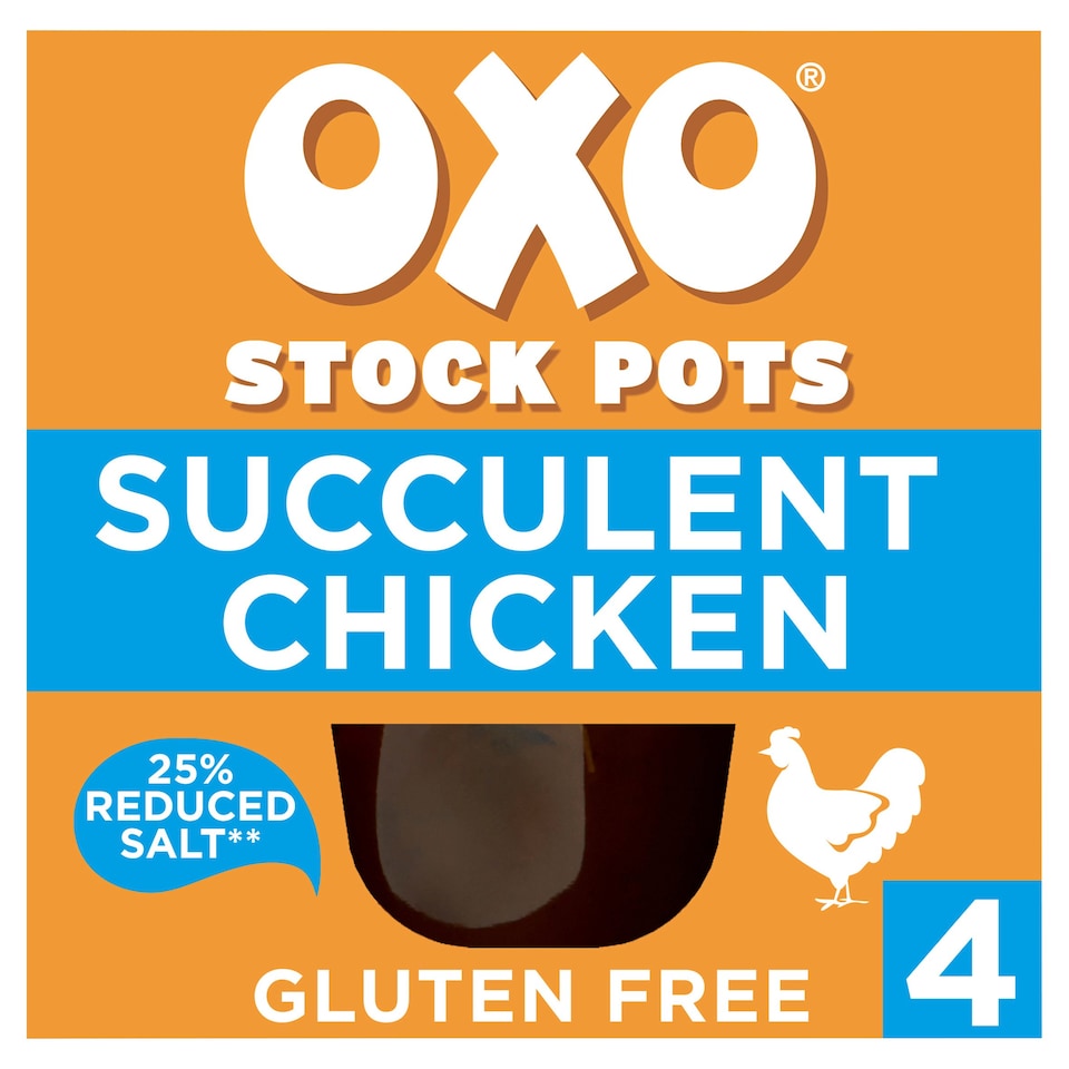 Oxo Chicken Reduced Salt Stock Pot 4 Pack 80G - Tesco Groceries