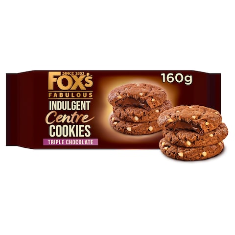 Fox's Fabulous Indulgent Centre Cookies - Triple Chocolate 160g - Tesco ...
