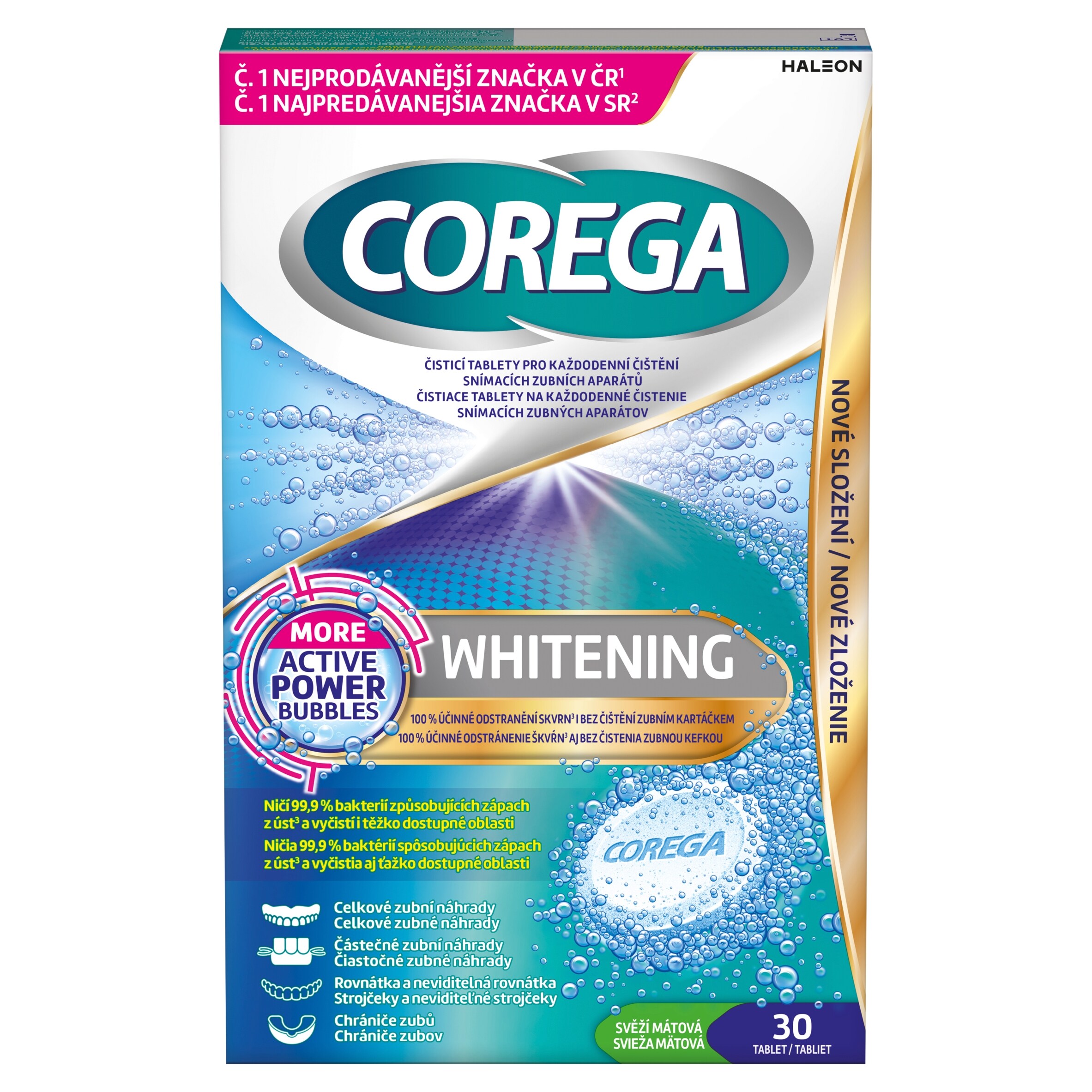 Corega Whitening Cleaning Tablets 30 Tablets - Tesco Groceries