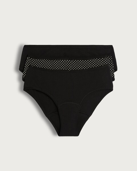 F&F 3-Pack Cotton Rich Period Short Knickers in Black - Tesco Groceries