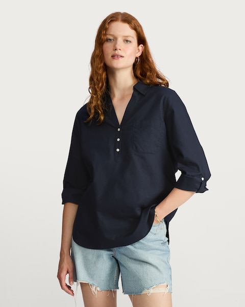 F&F Slim Fit Button Cuff Shirt in Navy - Tesco Groceries
