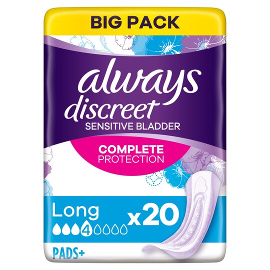 Always Discreet Long Incont Pads 20 Pack - Tesco Groceries