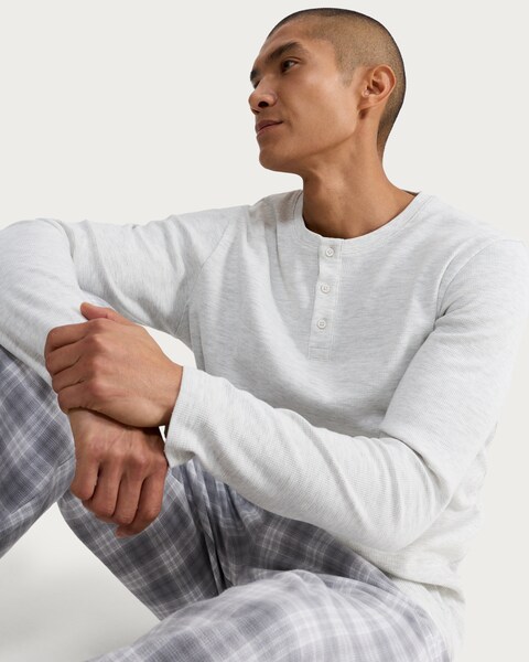 F&F Cotton Rich Henley Checked Pyjamas Set in Multi - Tesco Groceries