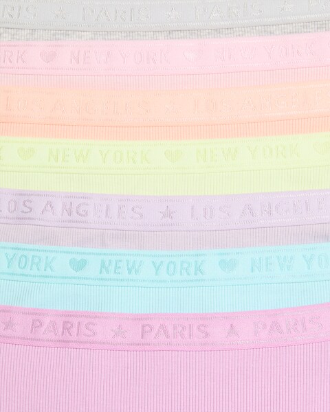 F&F Girls 7-Pack Cotton Rich Short Slogan Ribbed Knickers in Grey ...