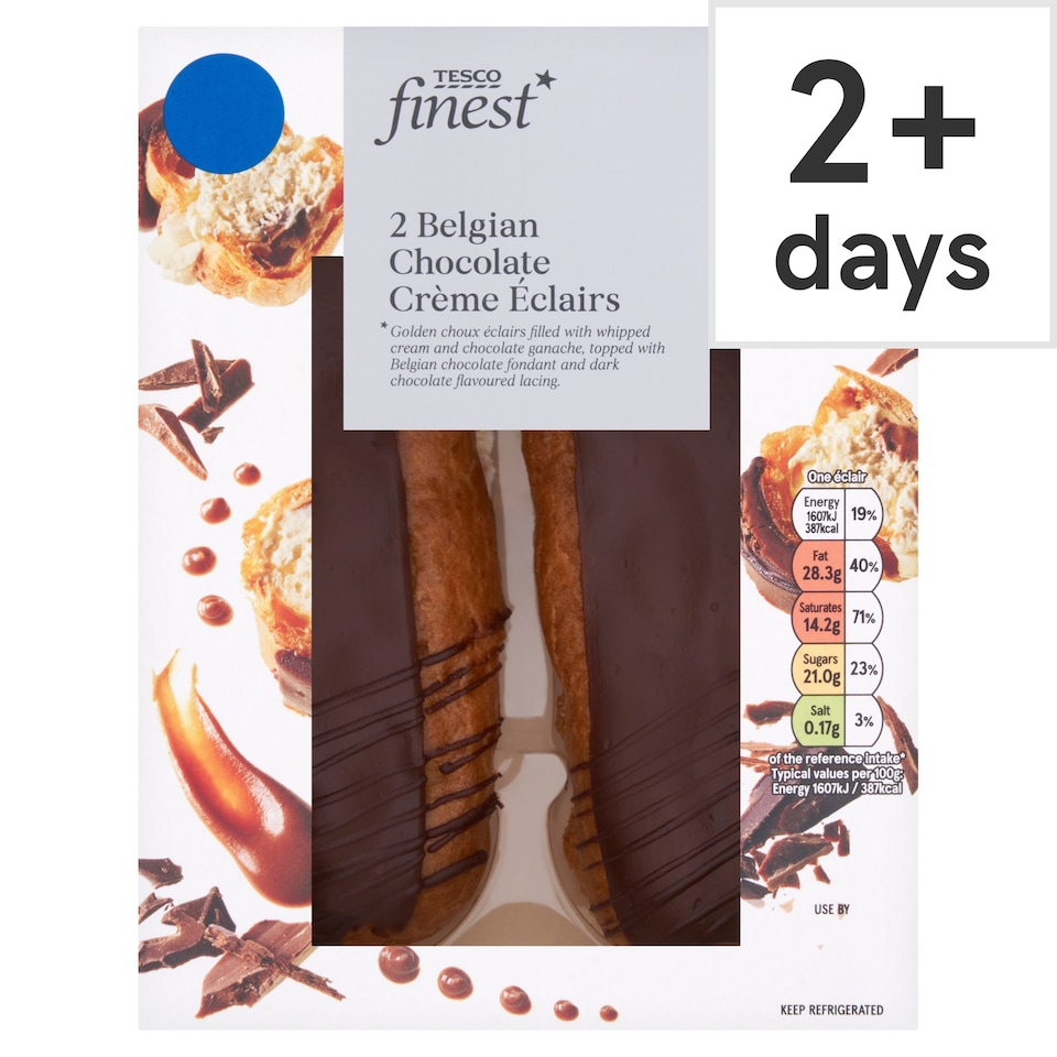 Tesco Finest 2 Belgian Chocolate Creme Eclairs - Tesco Groceries
