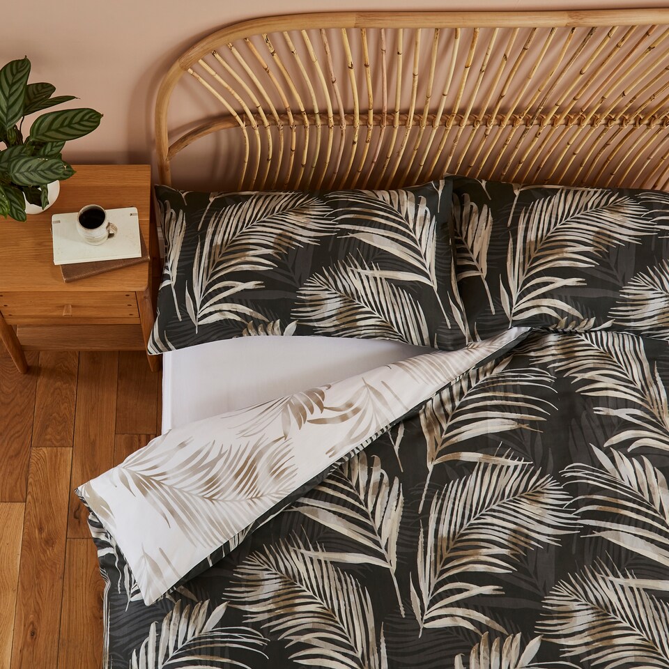Silent Night Gry Oversized Palm Duvet Set Kingsize - Tesco Groceries
