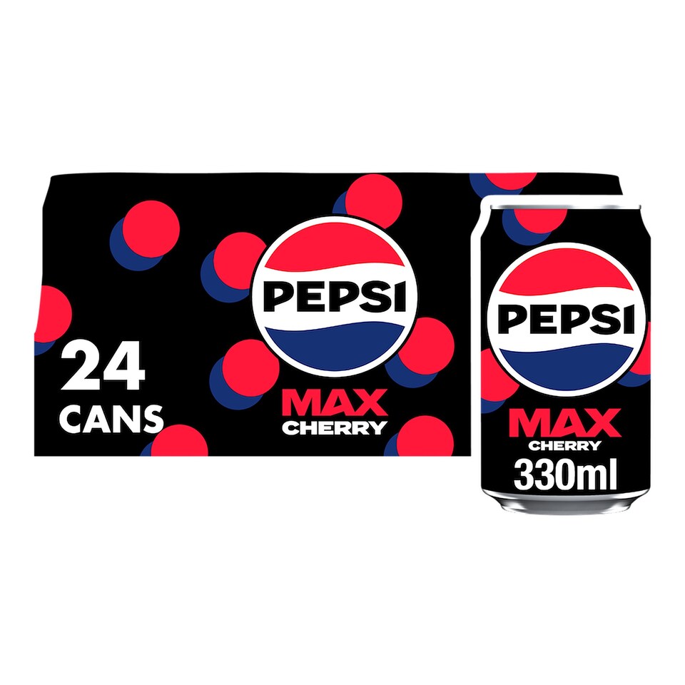 Pepsi Max Cherry No Sugar Cola Cans 24x330ml - Tesco Groceries